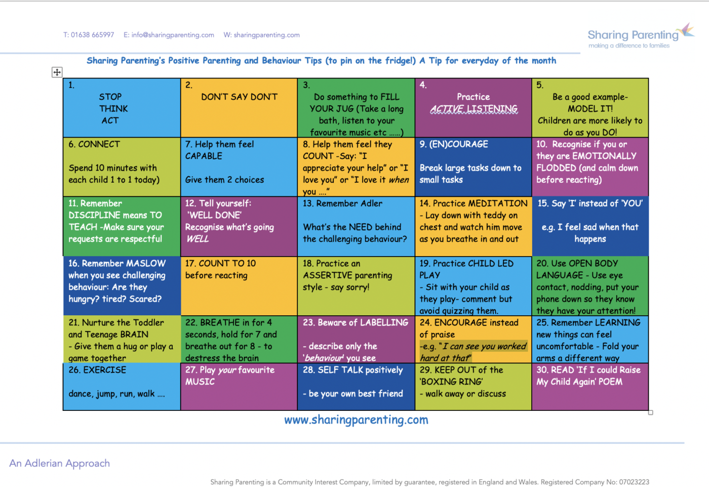 21. A Parenting Tip for Every Day Of The Month! – Sharing Parenting